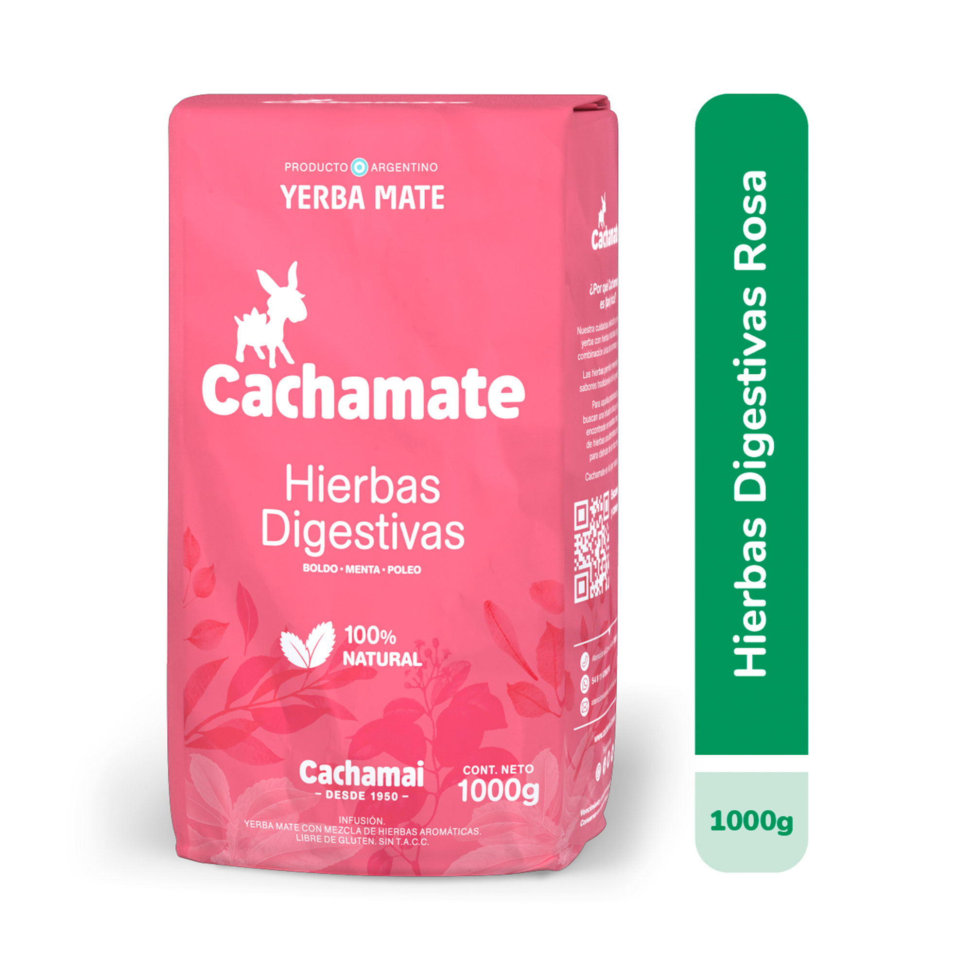Yerba mate Cachamate rosa paquete 1 kg. - Carrefour