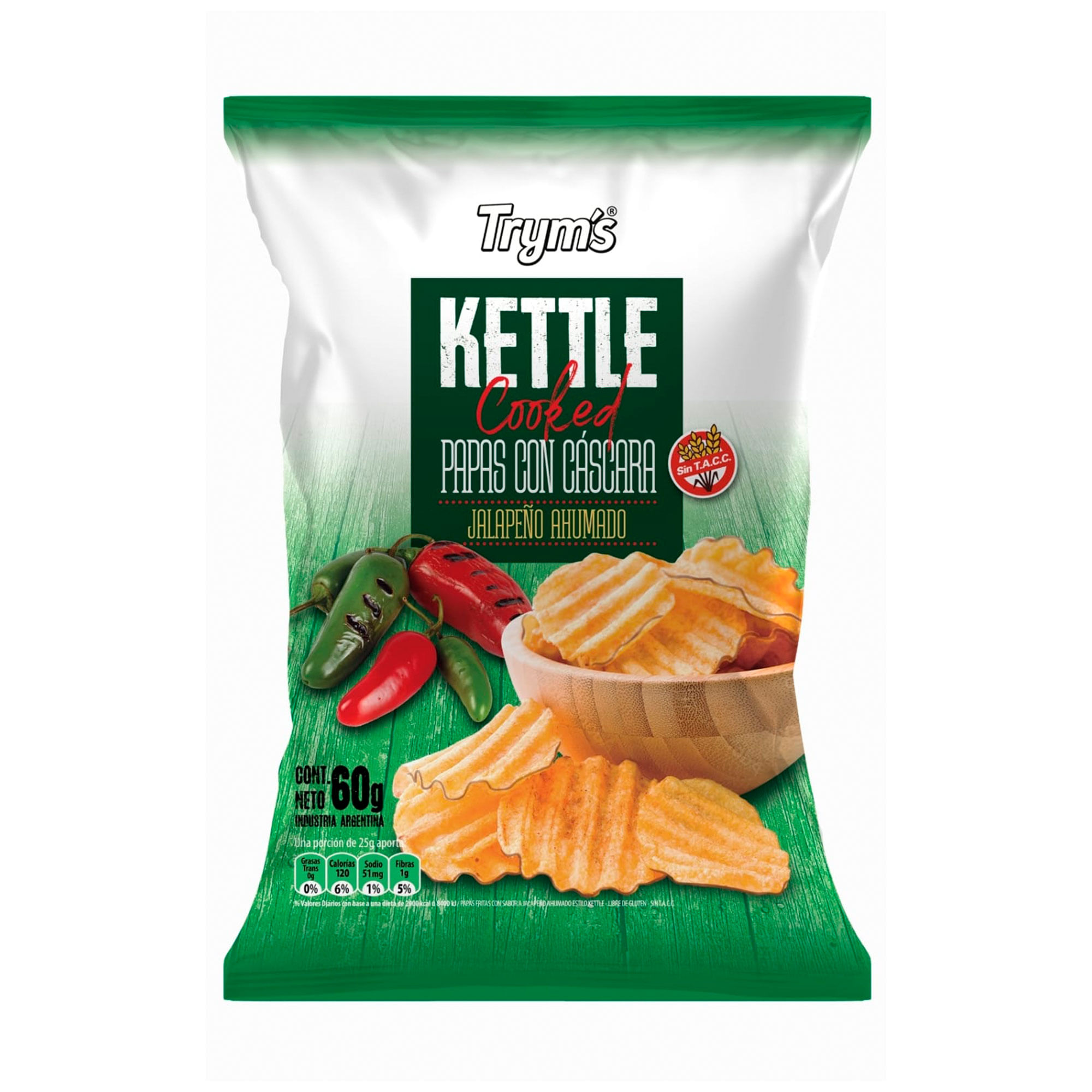 Papas fritas Tryms kettle jalapeño 60 g. - Carrefour