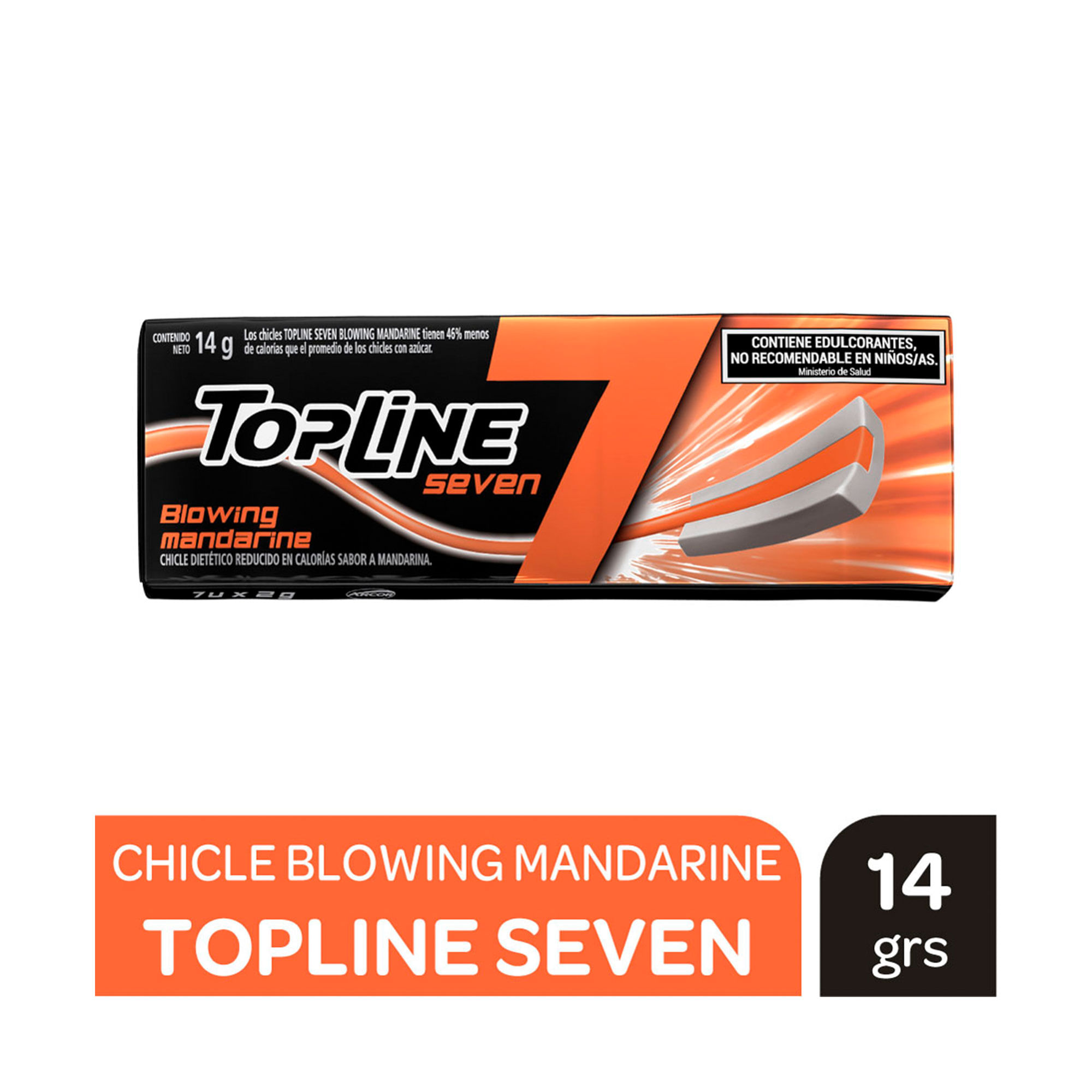 Chicles Topline Mandarina sin azúcar 7 u. - Carrefour