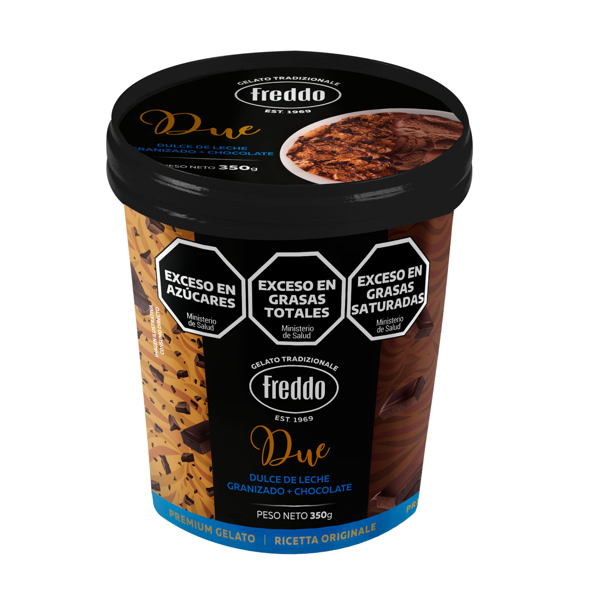 Helado Freddo de dulce de leche granizado y chocolate en pote 350 g. - Carrefour