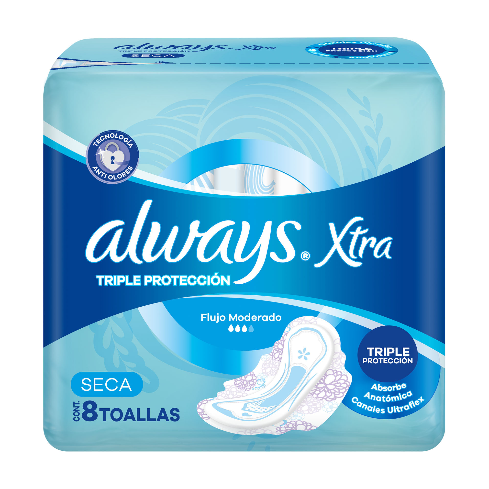 Toalla femenina Always xtra dia seca con alas 8 uni - Carrefour