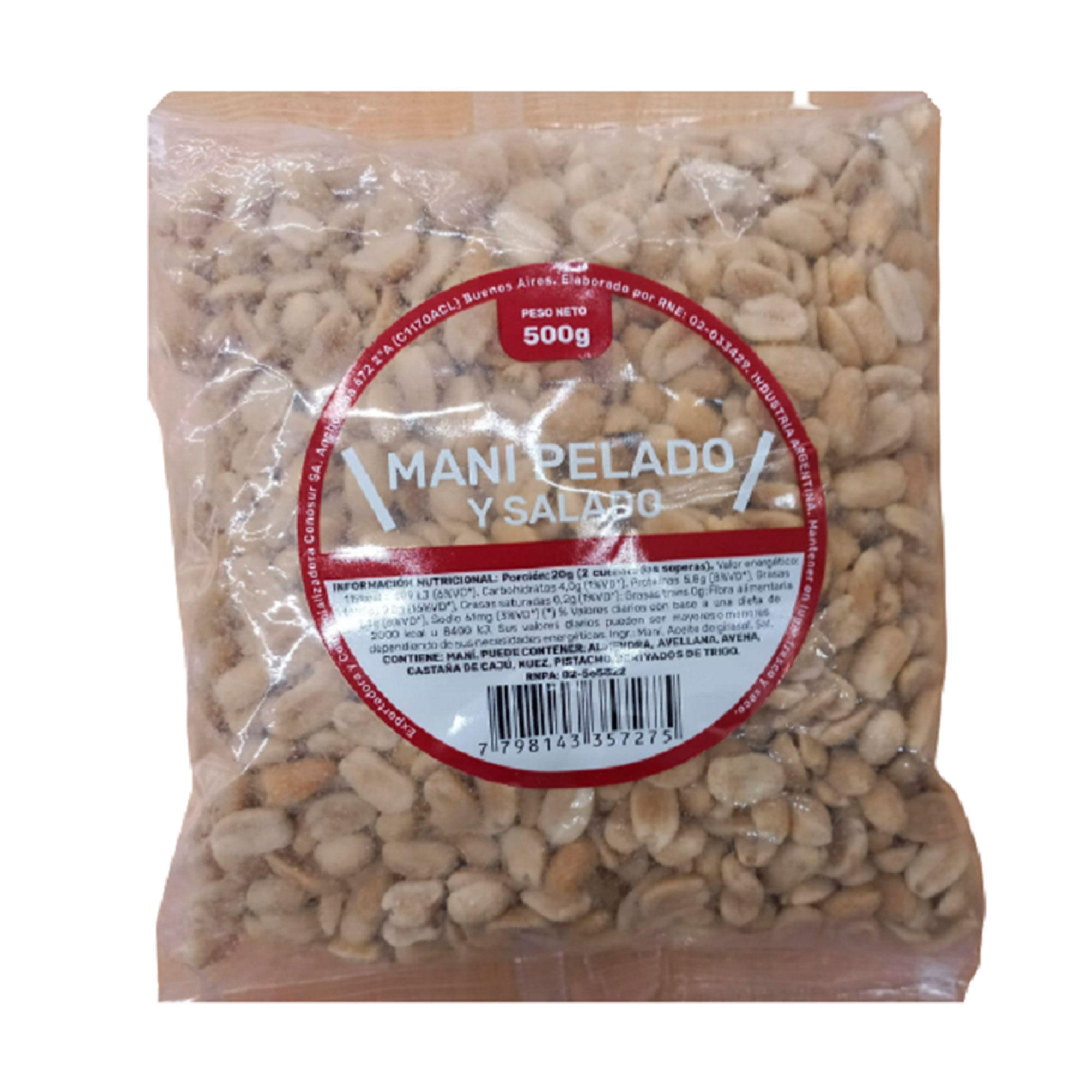 Maní pelado y salado en bolsa 500 g. - Carrefour