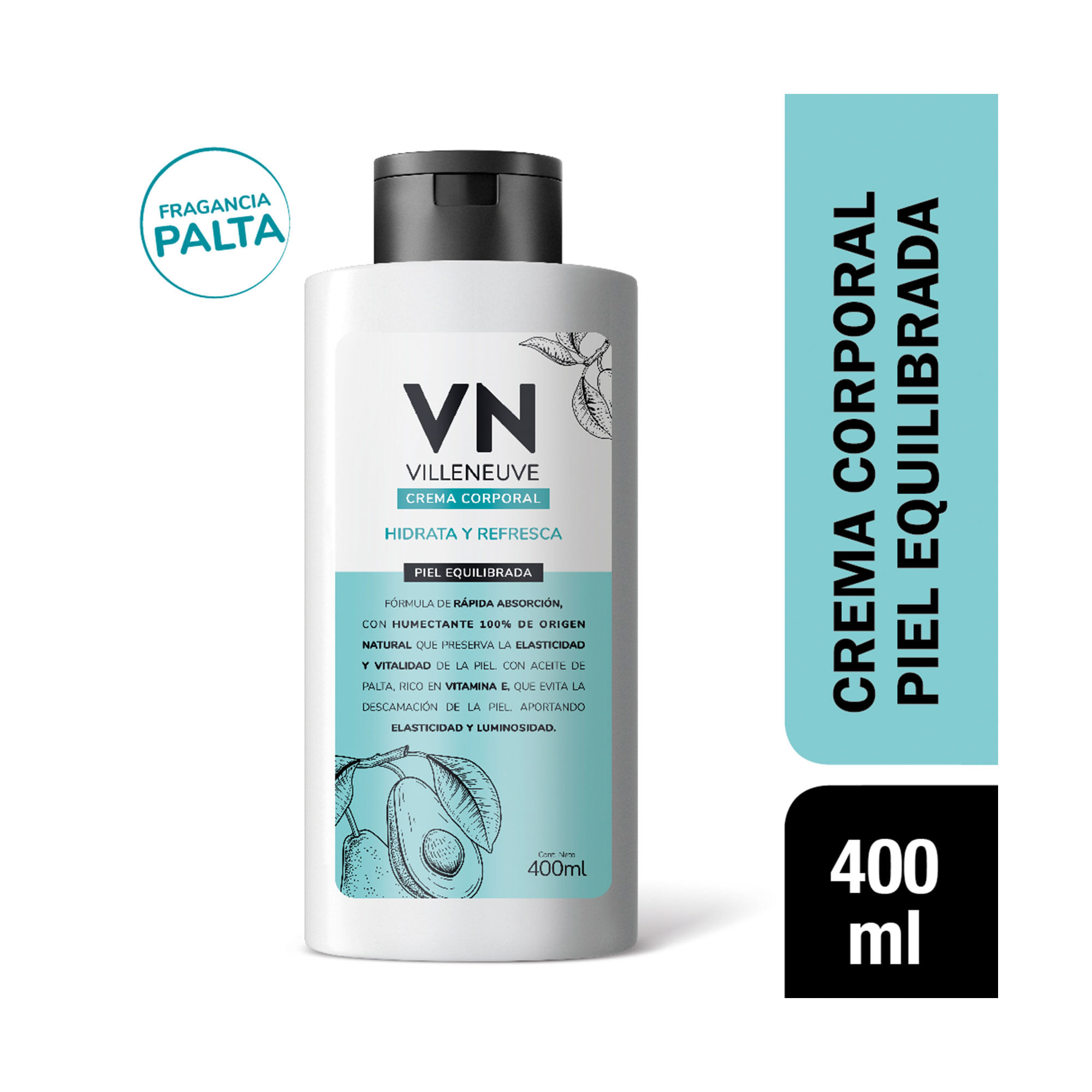 Crema corporal Villeneuve piel equilibrada 400 cc. - Carrefour