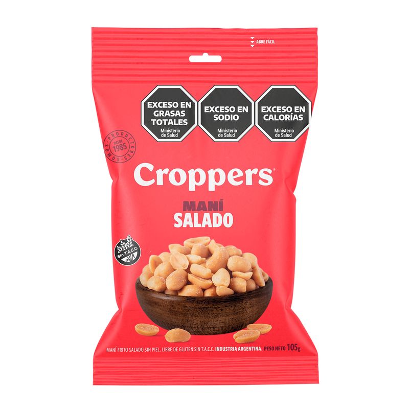 Maní pelado salado Croppers en bolsa 105 g. - Carrefour