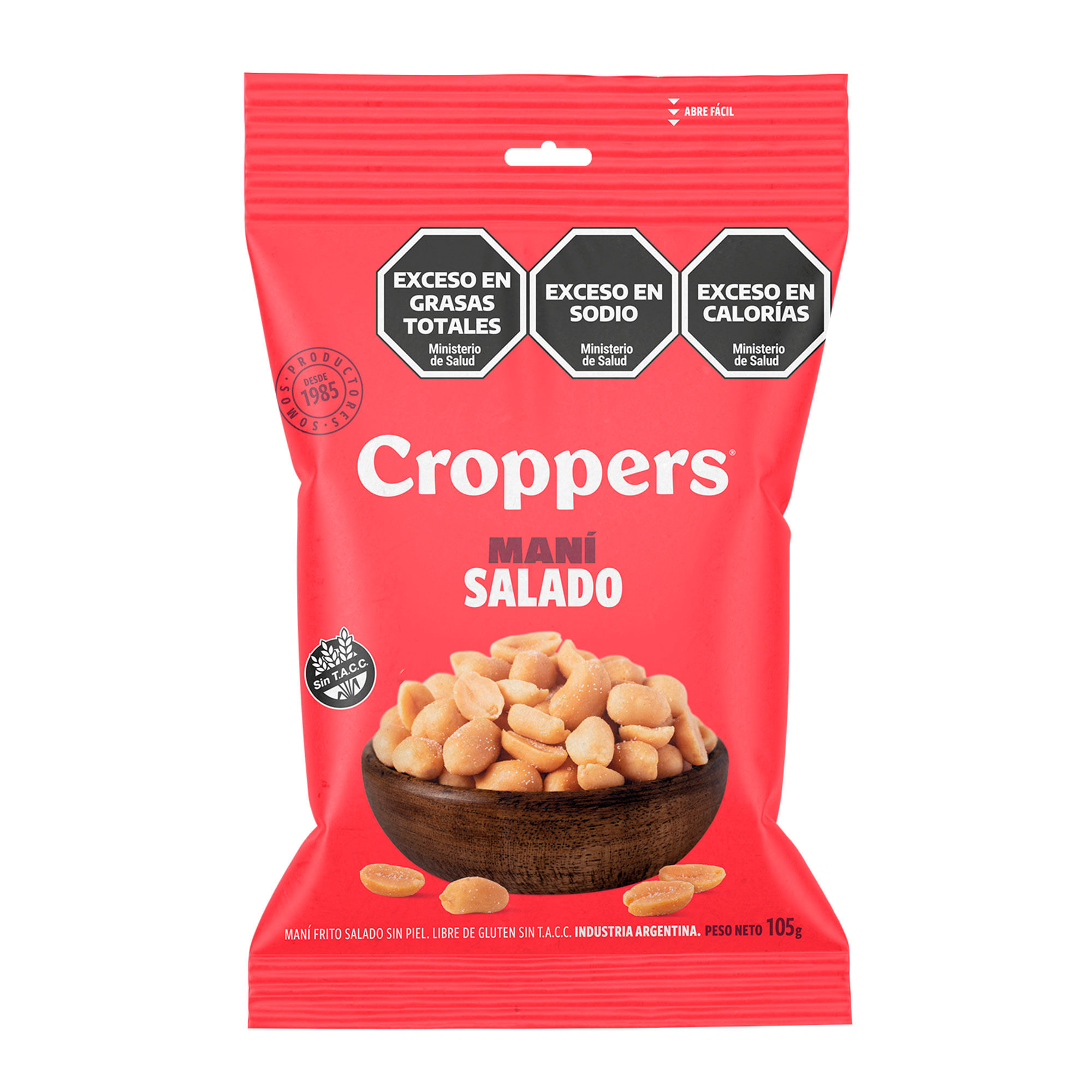 Maní pelado salado Croppers en bolsa 105 g. - Carrefour