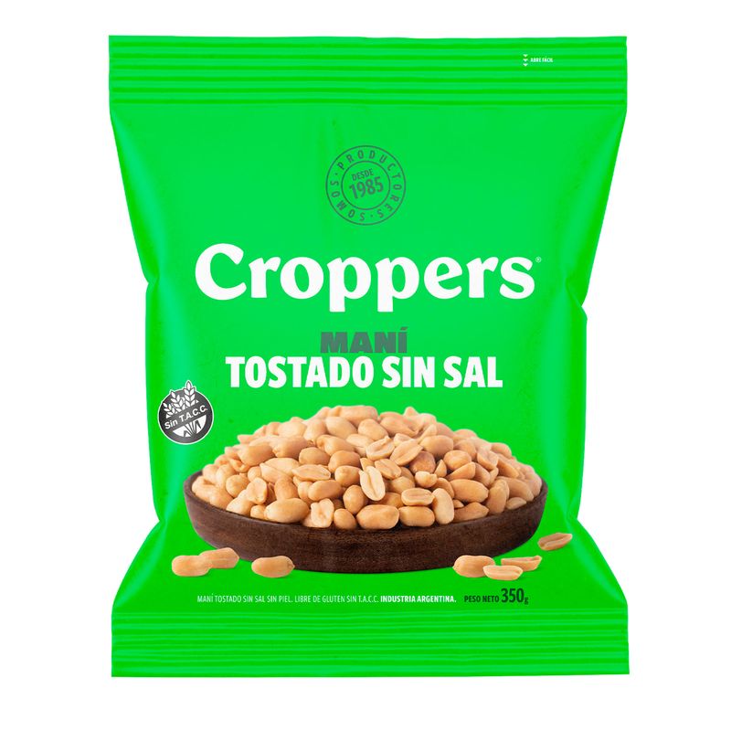 Maní pelado tostado Croppers sin sal 350 g. - Carrefour