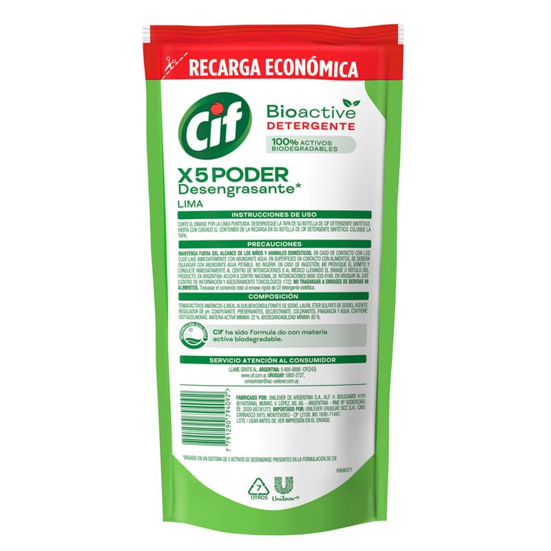 Detergente Cif Bioactive Lima Repuesto 450 Cc Carrefour