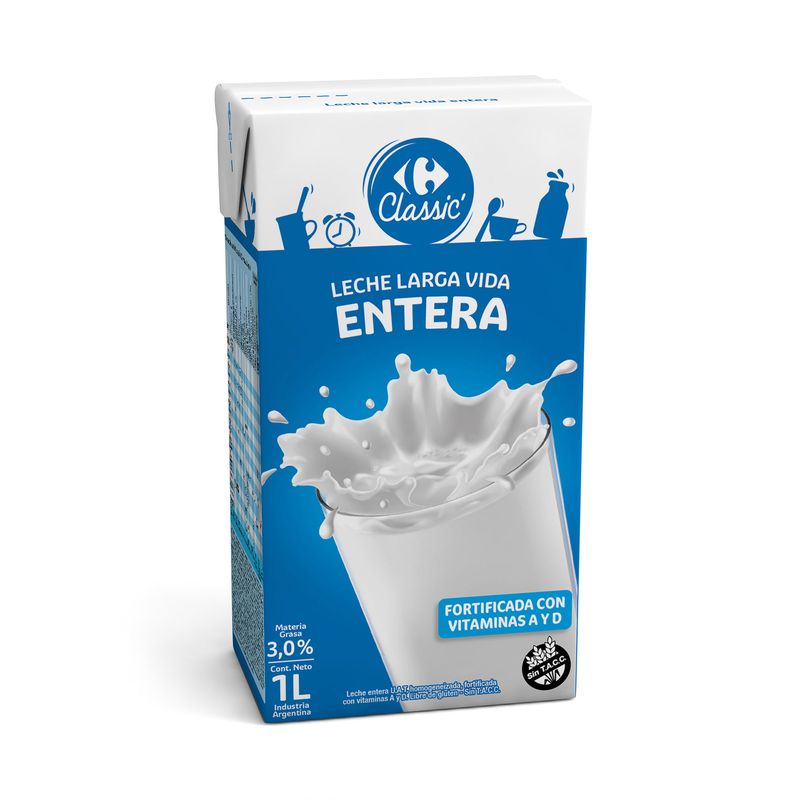 Leche UAT entera Carrefour classic brik 1 lt. - Carrefour