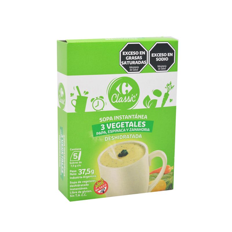 Sopa instantanea Carrefour classic light 3 vegetales 5 uni - Carrefour