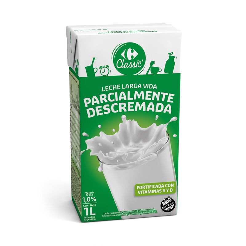 Leche UAT parcialmente descremada Carrefour classic brik 1 lt. - Carrefour