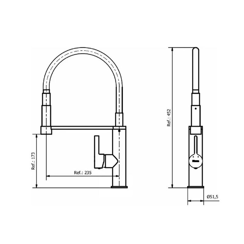 Griferia de Cocina Extensible Piazza Kitchen Pro 10317 Negro - Carrefour