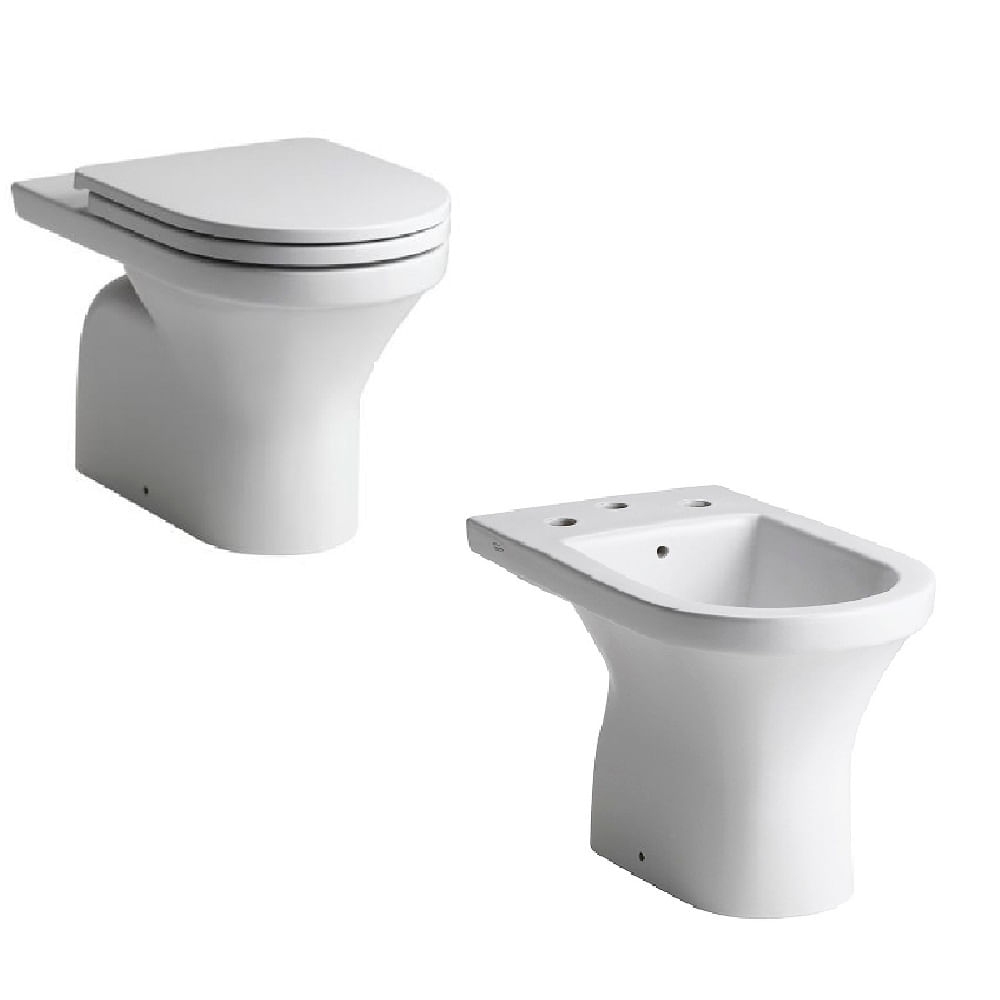 Inodoro corto + bidet 3 agujeros + tapa asiento Ferrum Varese - Carrefour