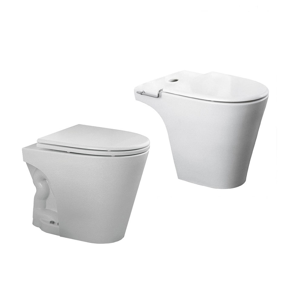 Inodoro corto + bidet 1 agujero + tapas Ferrum Marina - Carrefour