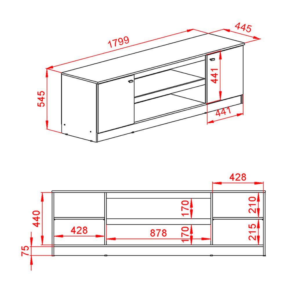Rack para TV mueble modular moderno 128 Mosconi CARVALHO ASERRADO ...