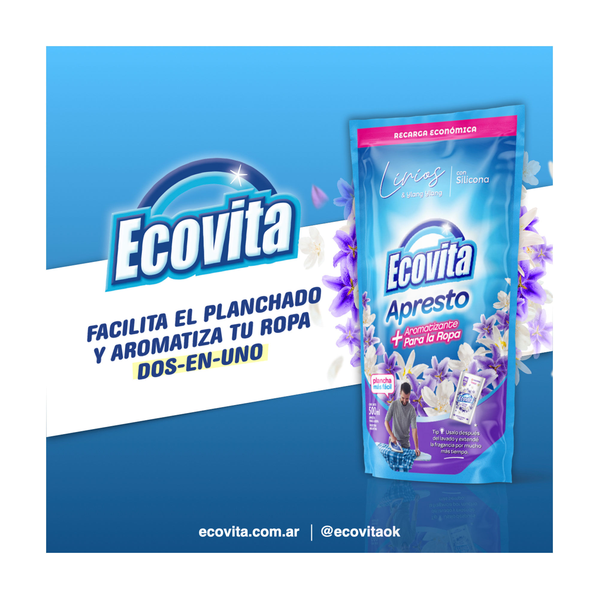 Apresto para ropa Ecovita con aroma lirios dp 500 cc. - Carrefour