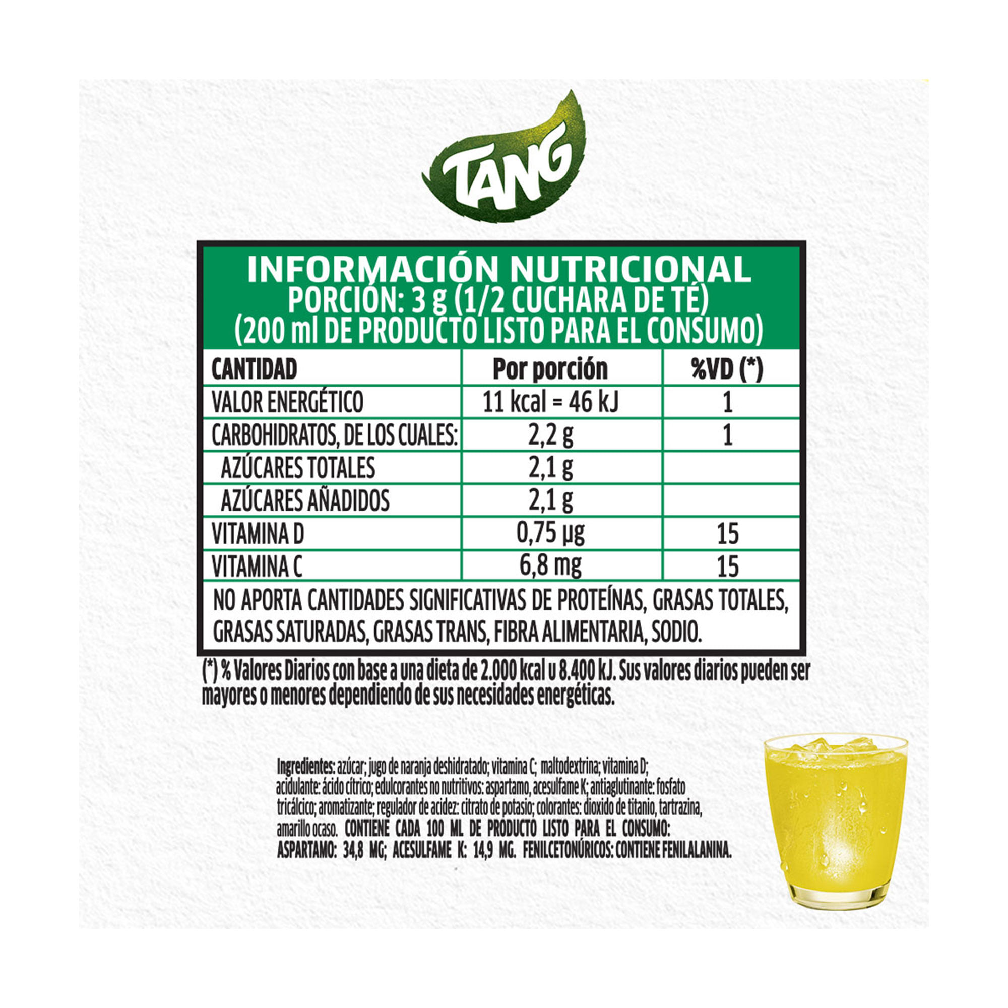 Jugo en polvo Tang naranja durazno en sobre 15 g. - Carrefour