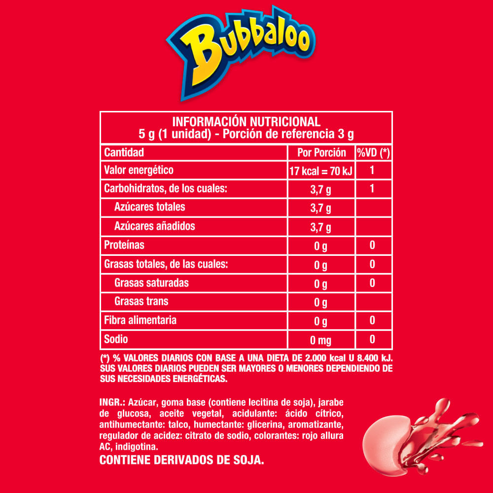 Chicle de frutilla Bubbaloo 5 g. - Carrefour