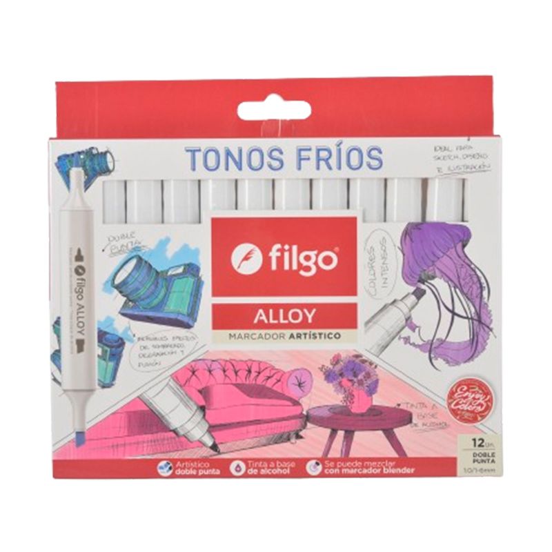 Marcador doble Filgo alloy tonos fríos x 12 uni - Carrefour