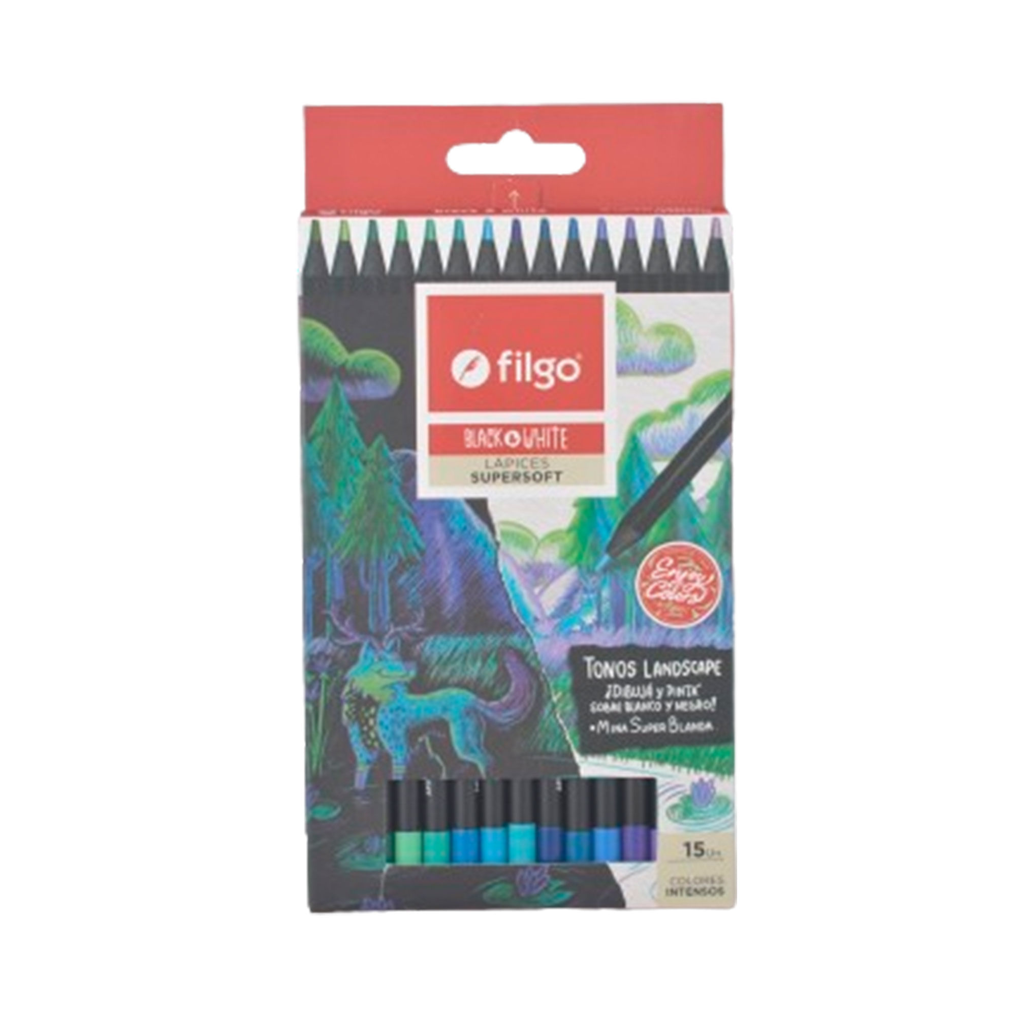 Lápices colores Filgo black white landscape x 15 uni - Carrefour