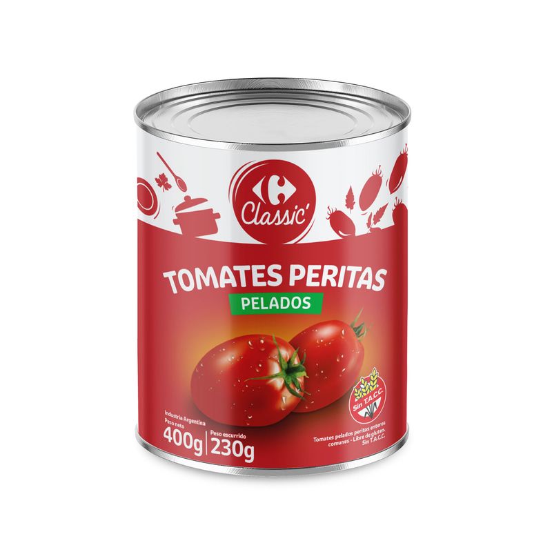 Tomate perita entero Carrefour classic en lata 400 cc. - Carrefour
