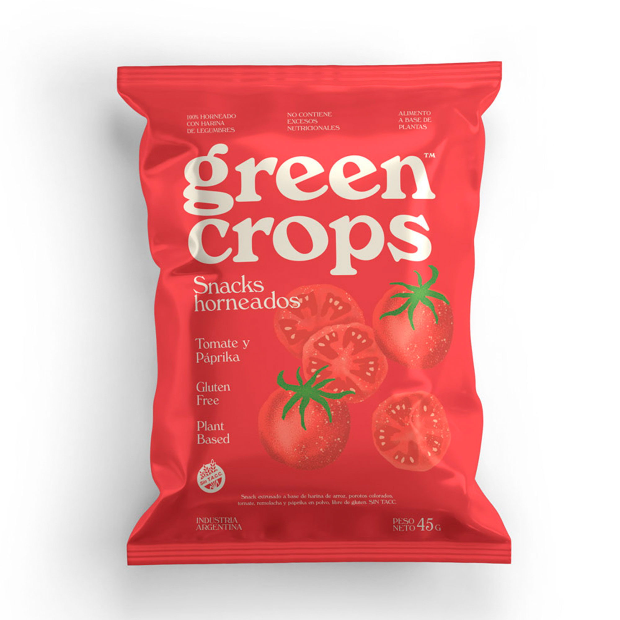 Snacks tomate y paprika Green Crops 45 g. - Carrefour