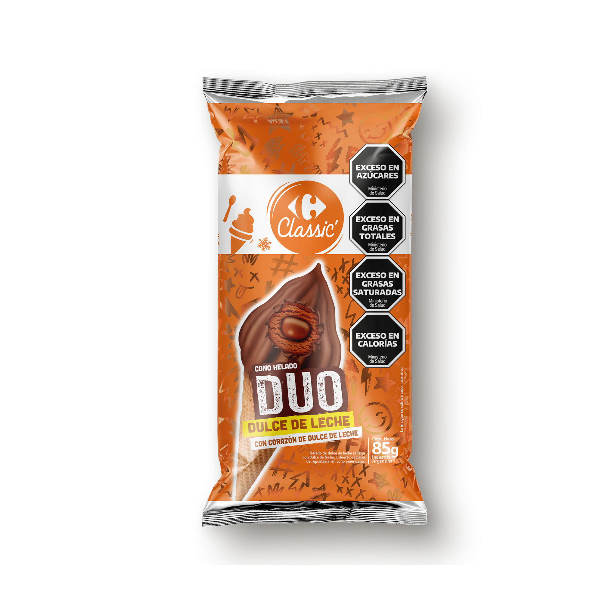 Helado Carrefour classic cono dulce de leche 85 g. - Carrefour