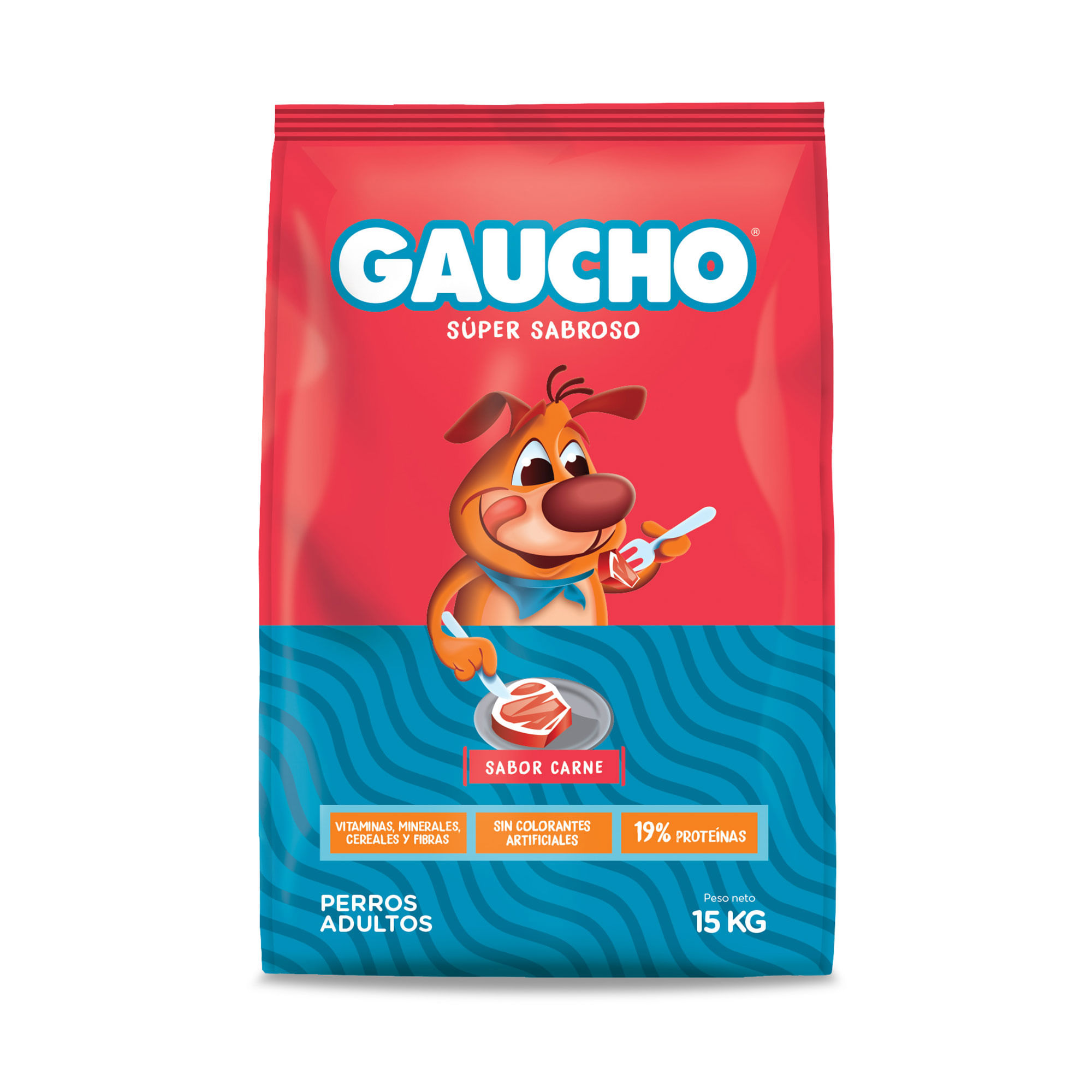 Alimento seco para perro Gaucho adulto carne 15 kg - Carrefour