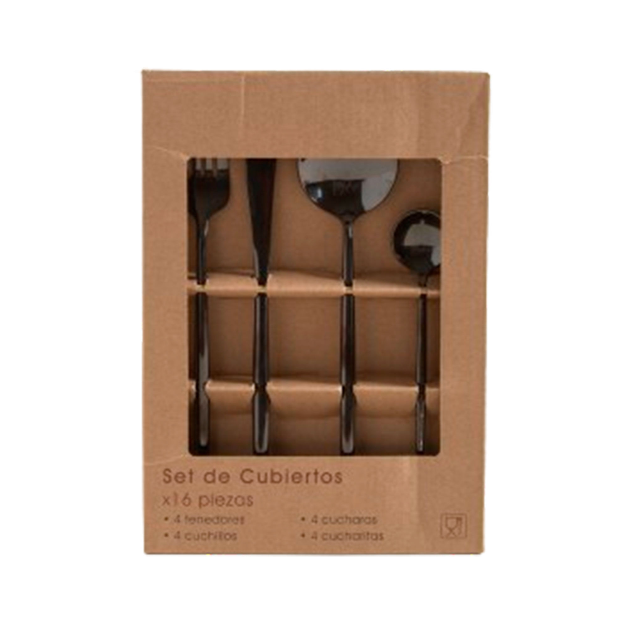 Set de cubiertos 16 piezas dublin negro brillante - Carrefour