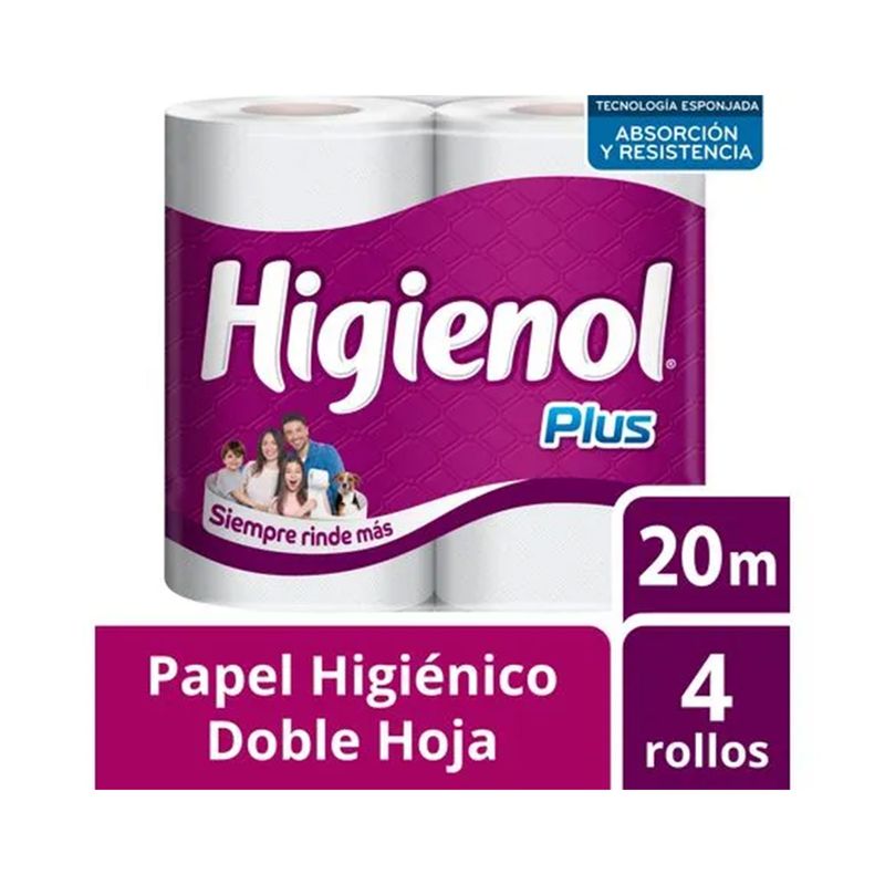 Papel Higiénico Doble Hoja Higienol Plus X4 20 Mts Carrefour
