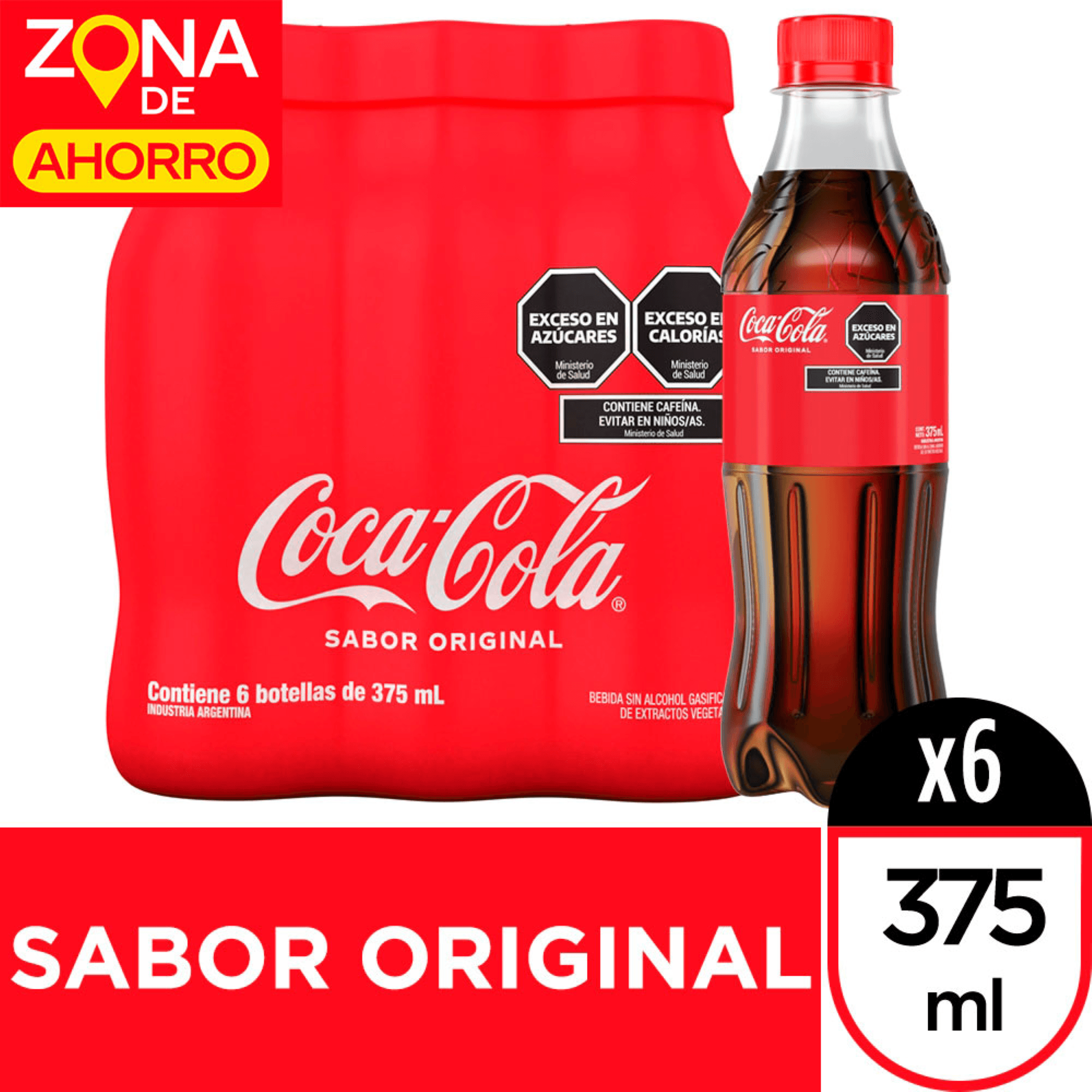 Gaseosa cola Coca Cola x6 pet 375 ml - Carrefour Gaseosa cola Coca Cola x6 pet 375 ml - Carrefour